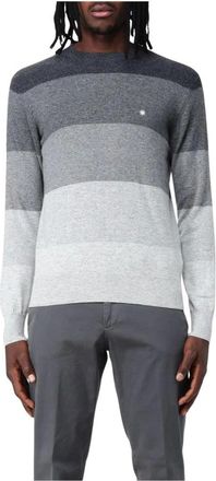 Manuel Ritz Homme, Pulls, Gris, Taille: L Pull ras du cou en laine mérinos MultiStripe