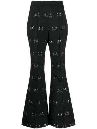 macgraw pantalon évasé Circa 72 à motif en jacquard - Noir