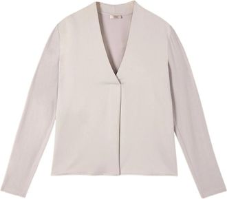 Oltre Femme, Blouses et Chemises, Beige, Taille: 46 FR T-shirt &agrave; manches longues bi-mati&egrave;re