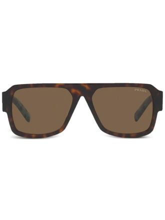 Prada Sonnenbrille mit eckigem Gestell - Braun