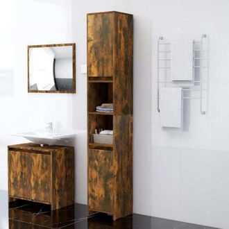 vidaXL Armoire de bain Ch&ecirc;ne fum&eacute; 30x30x183,5 cm Bois ding&eacute;nierie