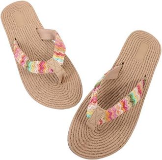 Valiclud Tongs en Imitation Paille Tress&eacute;e Sandales Plates D&eacute;contract&eacute;es Semelle en Corde Couleur Beige Taille 39 L&eacute;g&egrave;res et Confortables pour Plage et Ext&eacute;rie