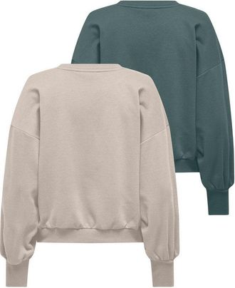Only Sweatshirt ONLBROOKE L/S O-NECK SOLID 2 PACK SWT (Packung, 2-tlg) Baumwollmischung, regular fit
