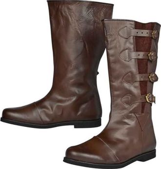 ORANDESIGNE Bottes Médiévales pour Hommes Bottes en Cuir PU Bottes de Chevalier Bottes Gothiques Couvre Bottes Renaissance Vintage pour Halloween Chevalier Mousqu