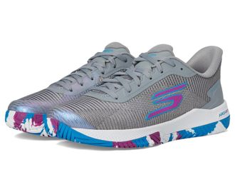 Skechers Damen Viper Court Pro 2.0 Sneaker, Gray Synthetic/Textile/Multi Trim, 39.5 EU