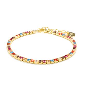 Luxenter 925 Sterling Silber Armband mit mehrfarbigen Zirkonia in 18K Gelbgold - Tahu