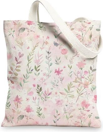 Generic Sacs fourre-tout en toile florale, respectueux de lenvironnement, réutilisables, élégants, légers, lavables, pêche, 13x15 Inch