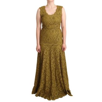 Dolce & Gabbana Floral Lace Maxi Kleid in voller L&auml;nge - - Dresses - Damen - Braun - S