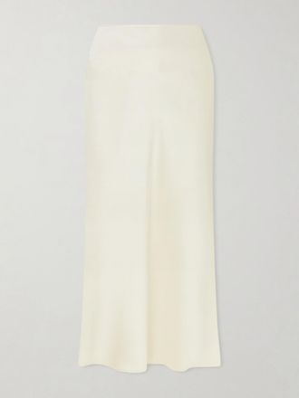 Another Tomorrow Jupe Midi En Satin - Cr&egrave;me