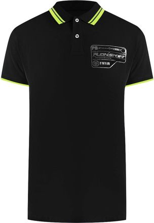 Plein Sport Schwarzes Polo-Shirt mit kurzem Arm und Kragen-Logo