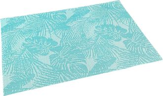 Heimtexland Outdoor Platzdeckchen 4 Stück Platzset Tropical Garten Tischdeko abwaschbar wetterfest Tischset 4-teilig Typ792 Türkis