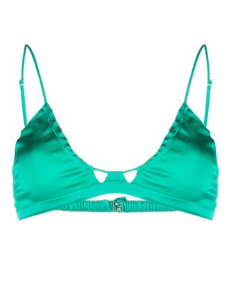 Forte_Forte Triangel-BH aus Satin - Gr&uuml;n