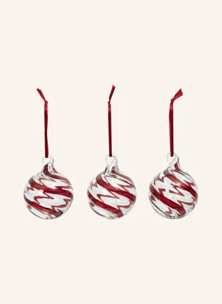 Broste Copenhagen Broste Copenhagen 3er-Set Dekoanh&auml;nger Swirl rot