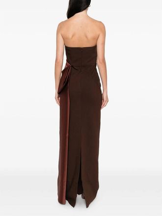 Roland Mouret Strapless with Tie Detail Dress - Brown