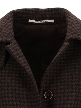 Tagliatore Virgin Wool Houndstooth Coat - Brown