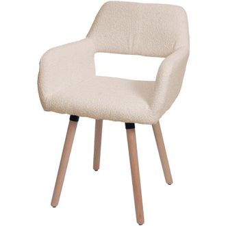 Mendler Chaise de salle &agrave; manger HWC-A50 ii, chaise de cuisine chaise rembourr&eacute;e, bois tissu/textile boucl&eacute; (450g/m&sup2;) mvg beig