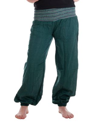 vishes Alternative Bekleidung - Sommer Chino Haremshose aus Baumwolle mit super elastischem Bund - handgewebt t&uuml;rkis