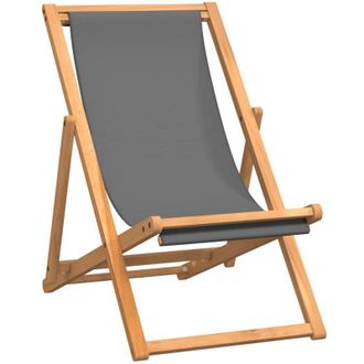 vidaXL Strandstuhl Klappbar Massivholz Teak Grau Vidaxl