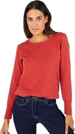 Damart Pull Motif Losanges, Femme, Col Rond, Rouge, 38/40