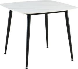 Byliving Tisch Verona, Metall schwarz pulverbe. Keramikoptik wei&szlig;, platzsparend & modern, Esstisch, K&uuml;chentisch, Ma&szlig;e: B 90, H 75, T 90 cm