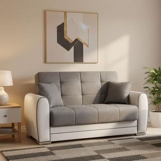 Dmora Schlafsofa mit Ottomane Pablito wei&szlig;, 163x84 cm