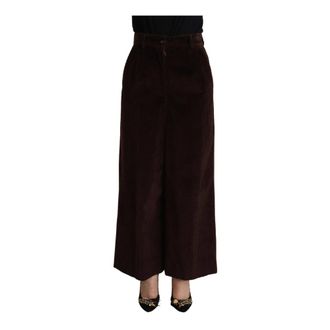 Dolce & Gabbana Femme, Pantalons, Noir, Taille: 36 FR Pantalon large noir en coton &agrave; taille haute
