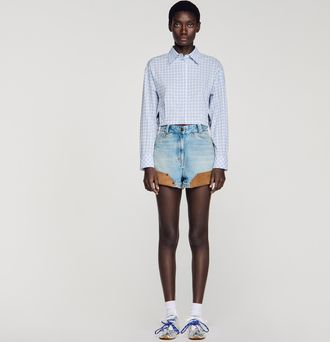 Sandro Chemise courte &agrave; carreaux