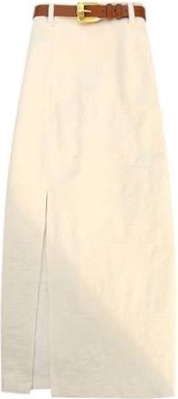 Minetom Jupe Crayon Femme Jupe en Velours C&ocirc;tel&eacute; &Eacute;l&eacute;gant Taille Haute Moulante Midi Jupe Automne Hiver &Eacute;lastique Casual Party F&ecirc;te Jupe A Beige L