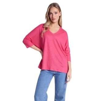 Notshy Emilie Love Potion V-Ausschnitt Leinen Poncho - - Tops - Damen - Rosa - L