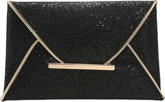 BESTONZON Pochette de Soir&eacute;e Noire Brillante DEnveloppe Petit Paquet &agrave; Main pour Femme Paquet de Soir&eacute;e &Eacute;l&eacute;gant pour Mariage et C&eacute;r&eacute;monie Accessoire Chic et Min
