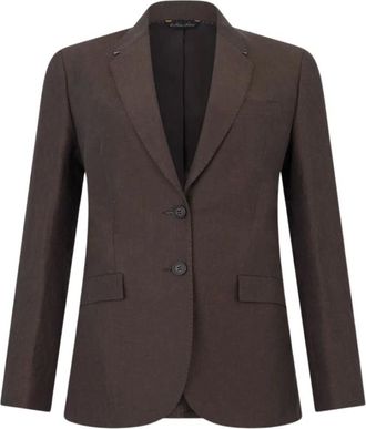 Brooks Brothers Femme, Vestes, Brun, Taille: 38 FR Blazer en coton et lin