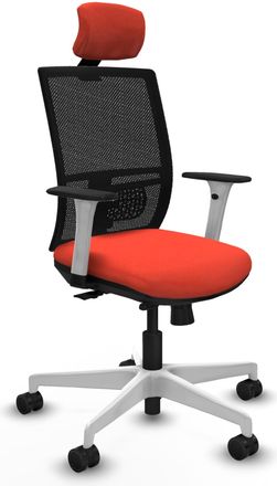 Piqueras y Crespo Schreibtischstuhl Orange Yunquera mit wei&szlig;en und schwarzen Armlehnen, h&ouml;henverstellbare Lendenwirbelst&uuml;tze und h&ouml;henverstellbares Kopfteil, Schwarz/Du