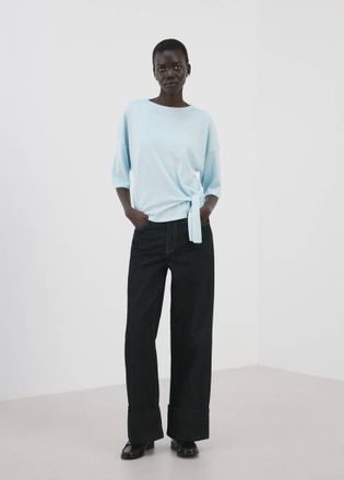 Mango Strickpullover mit Schleife himmelblau - Damen - XS - MANGO