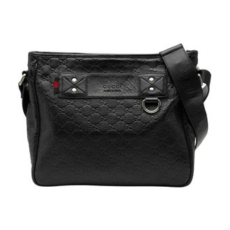 Gucci Sac bandouli&egrave;re en cuir gaufr&eacute; doccasion - Femme - Pre-owned - Noir - Taille: ONE Size