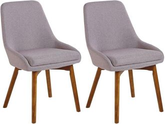 Beliani Beliani - Esszimmerstuhl 2er Set Taupe Polsterbezug Dicke Sitzkissen Holzbeine Minimalismus