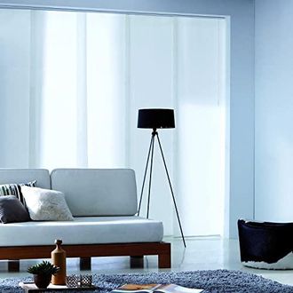 Mad&eacute;co Panneau Japonais Tamisant Lamelles Uni - Blanc - L45 x H260cm