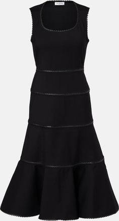 Alaia Ala&iuml;a Midikleid aus Wolle mit Leder