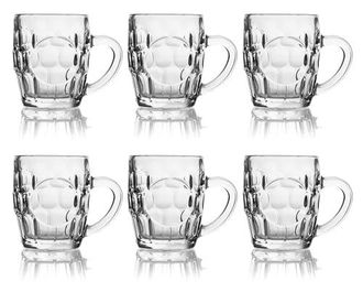 Excelsa Prague Lot de 6 verres &agrave; bi&egrave;re en verre souffl&eacute;, design classique avec poign&eacute;e, transparent, 29 cl