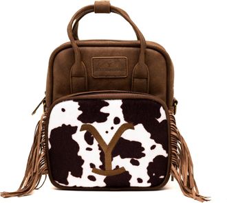 Buckle Down Paramount Netzwerktasche, Cross-Body, Yellowstone Dutton Ranch Cowboy, Rindsleder, Used-Look, veganes Leder, Braun, 11.5 x 8.0