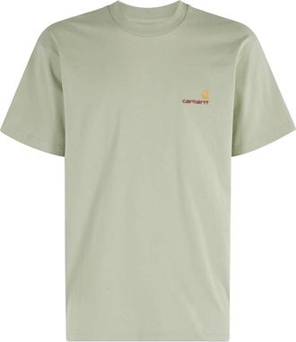 Carhartt Work in Progress Pale Olive American Script T-Shirt - - Tops - Herren - Gr&uuml;n - L