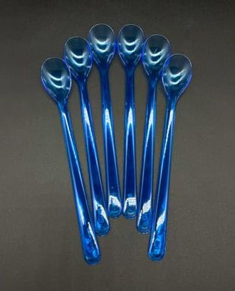 Kimmel Mehrzweckl&ouml;ffel Joghurtl&ouml;ffel Eisl&ouml;ffel Cocktaill&ouml;ffel 6 St&uuml;ck Mehrweg, Kunststoff, Blau-transparent