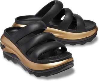Crocs Mega Crush Sandales à plateforme triple sangle unisexe pour adulte, Noir/doré métallisé, 8 Women/6 Men