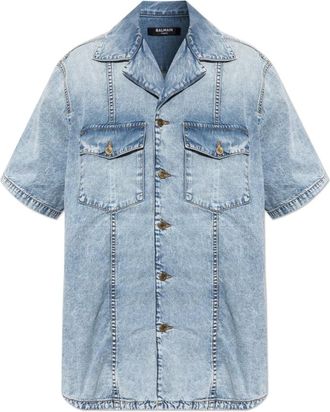 Balmain Homme, Chemises, Bleu, Taille: L Chemise en jean &agrave; manches courtes