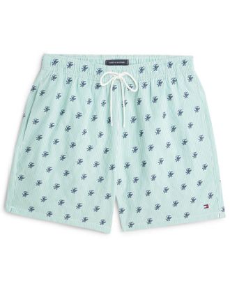 Tommy Hilfiger Badeshorts in Seersucker-Qualit&auml;t mit Monogramm-Stickerei in