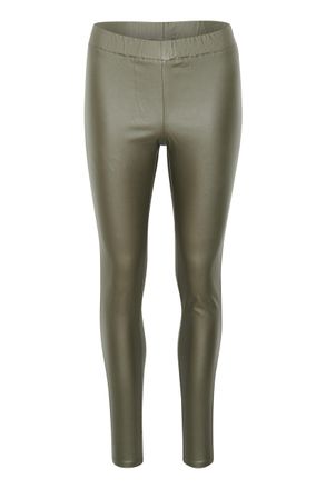 Kaffe Ada Coated Jeggings Damen Coated Leggings Slim Fit High Waist Kunstleder Hose Leder Look Forest Night 46