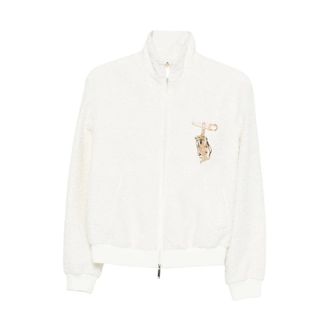 Emporio Armani Femme, Vestes, Blanc, Taille: 44 FR Veste zipp&eacute;e &agrave; applications