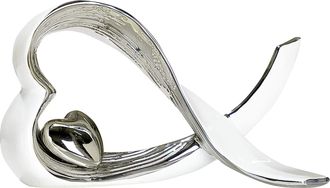 Gilde Wunderschöne Skulptur Dekofigur Herz aus Keramik weiß/silber mit Struktur Höhe 15 cm Breite 25 cm