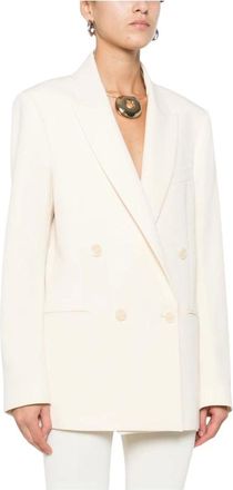 Patrizia Pepe Femme, Vestes, Blanc, Taille: 38 FR Blazer Essentiel Crois&eacute;