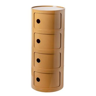 Generic Runder Nachttisch Mit Schubladen, 3-stufiger Beistelltisch Mit Schiebet&uuml;ren for Schlafzimmer, Wohnzimmer, Badezimmer (rot)(Yellow,4 Tier)