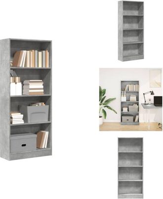 vidaXL Vidaxl - Bücherregal Betongrau 60x24x143 cm Holzwerkstoff - Bücherregal - Bücherregale - Bücherschrank - Bücherschränke